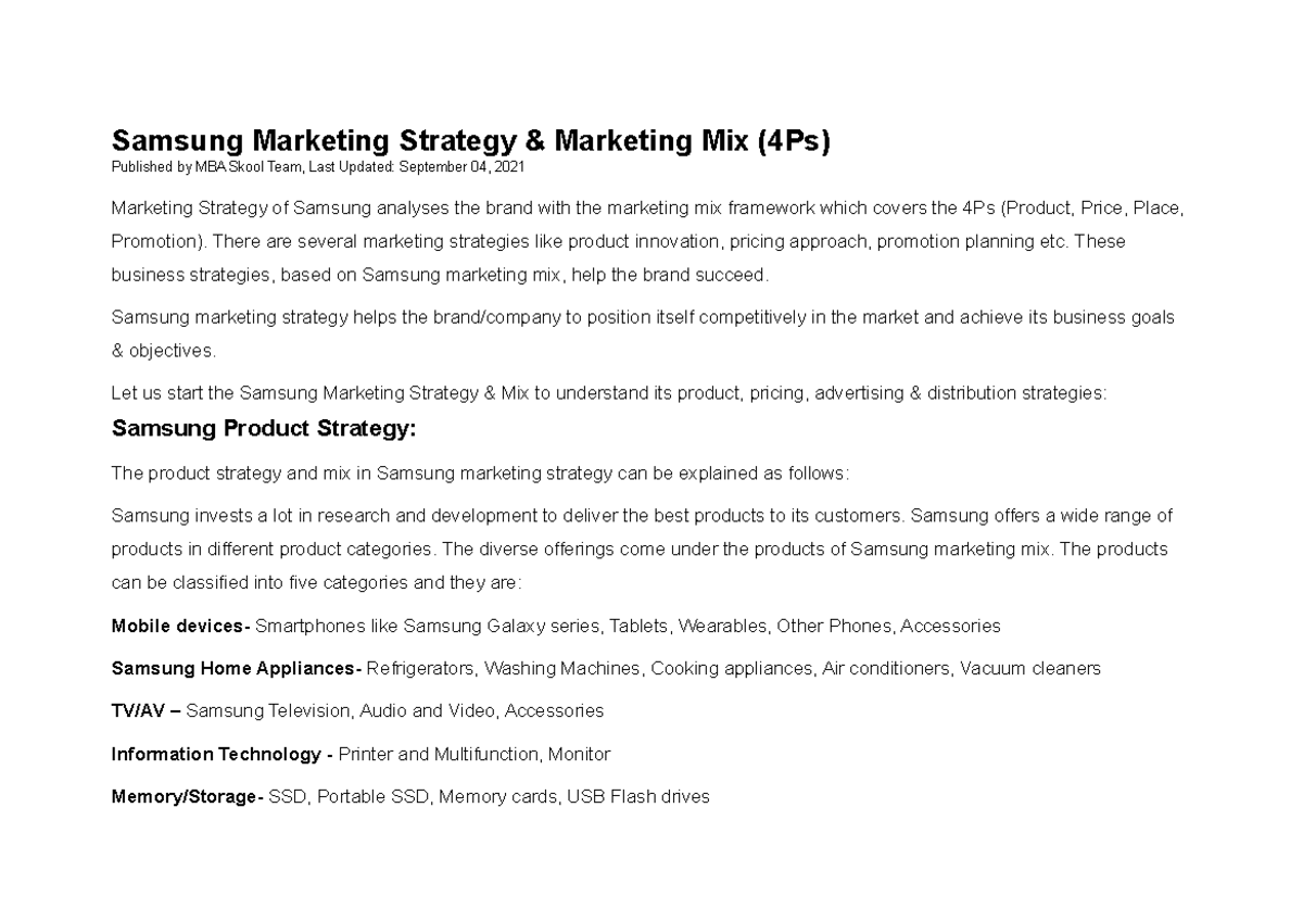 Samsung Marketing Strategy