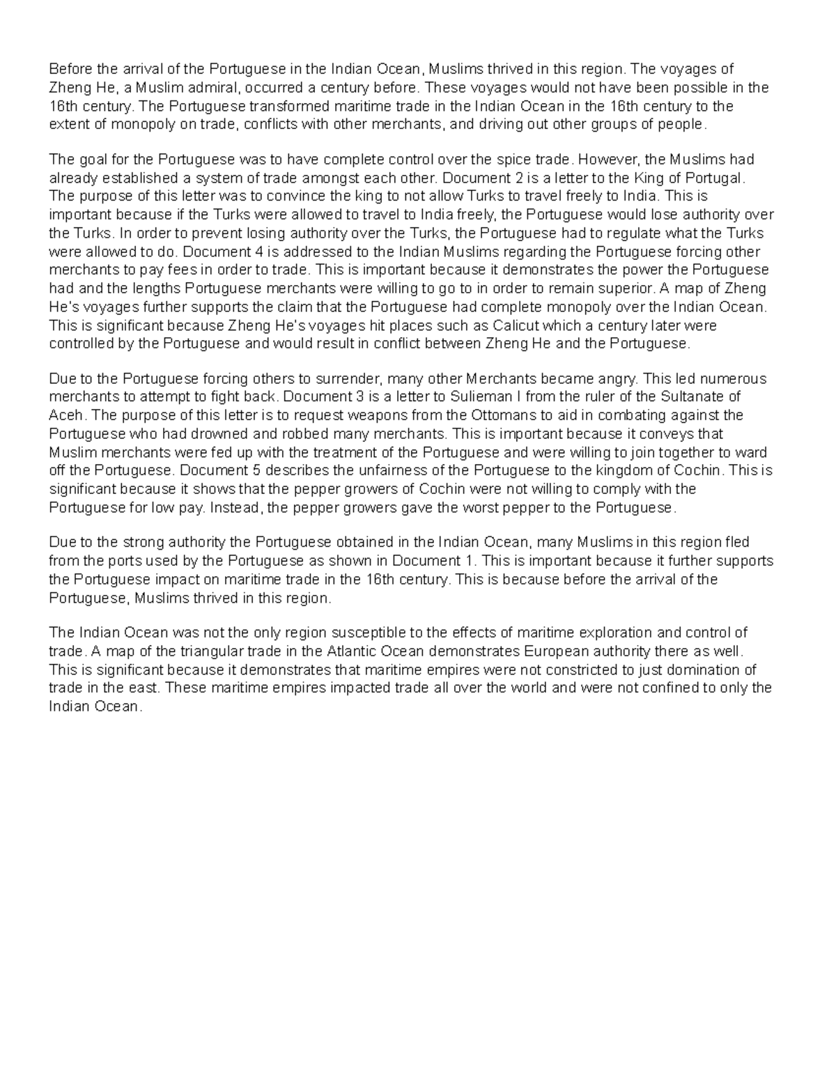 AP World Exam 2020: Portuguese DBQ on Maritime Trade Impact - Studocu