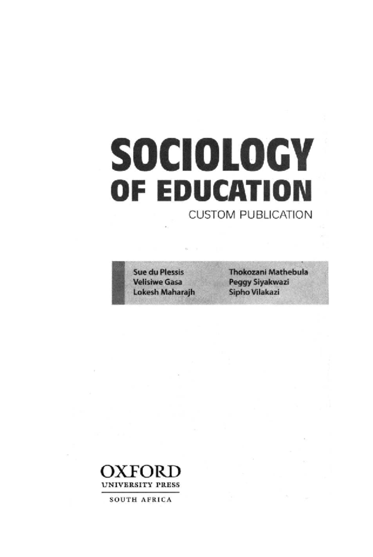 SED2601 Sociology of Education Textbook Overview and Key Concepts - Studocu