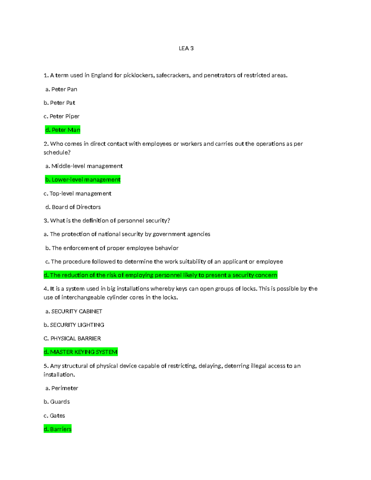 LEA3 Midterm Exam Study Guide: Security Management Concepts - Studocu
