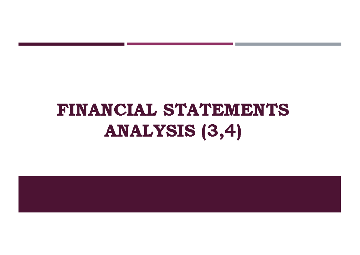 Financial Statements Analysis (3,4): Key Concepts & Ratios - Studocu
