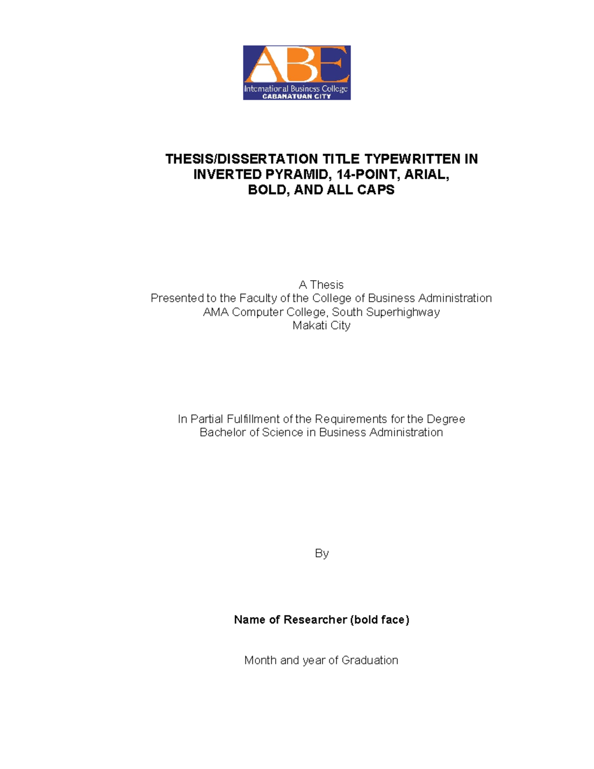 ABE-Thesis-Writing Manuscript-v3 - THESIS/DISSERTATION TITLE ...