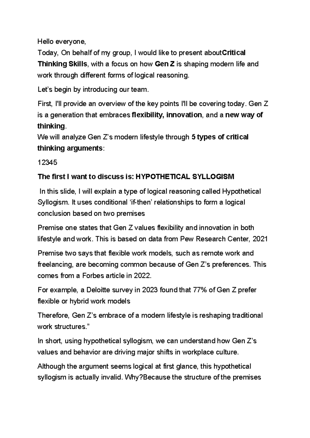 Critical Thinking Skills: Gen Z's Impact on Modern Work and Life - Studocu