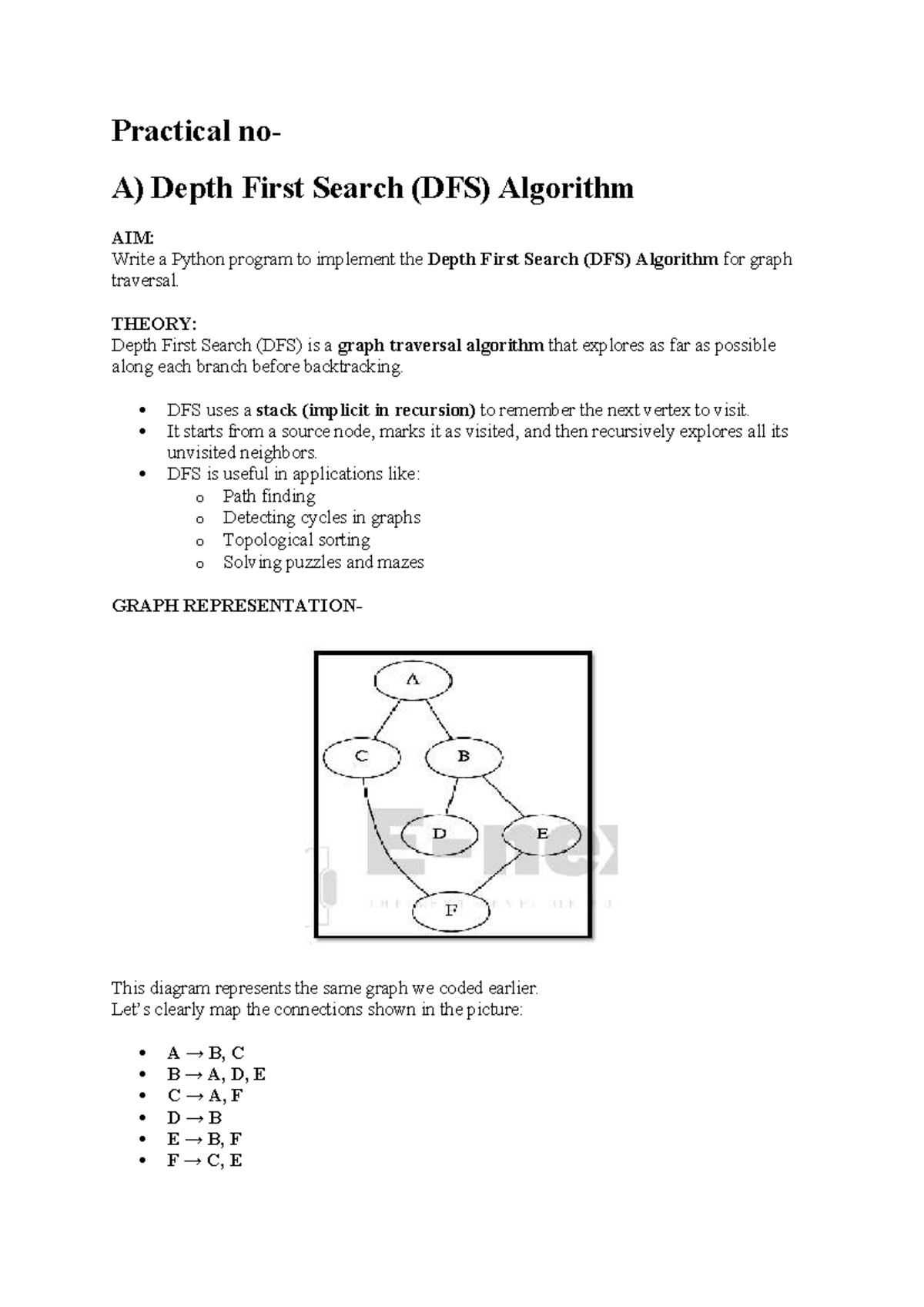 Practical 1 - SSXS: Implementing DFS & BFS Algorithms in Python - Studocu