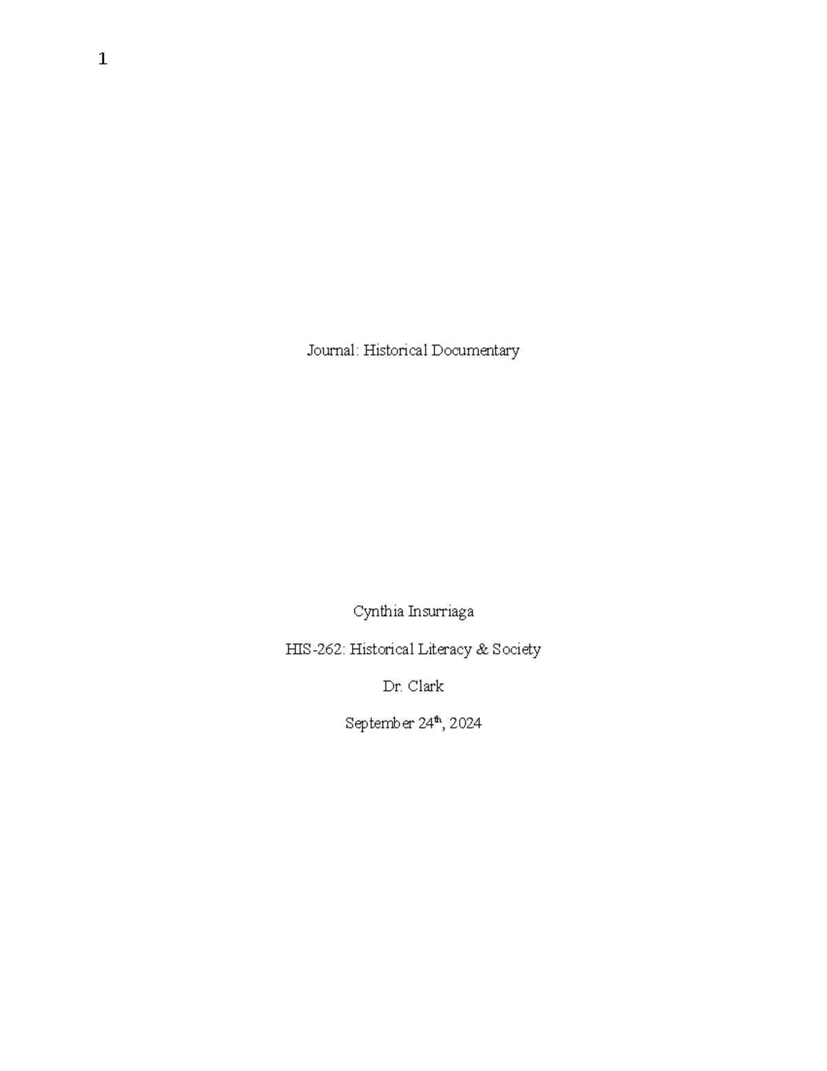 4-2 Journal Historical Documentary - 1 Journal: Historical Documentary ...