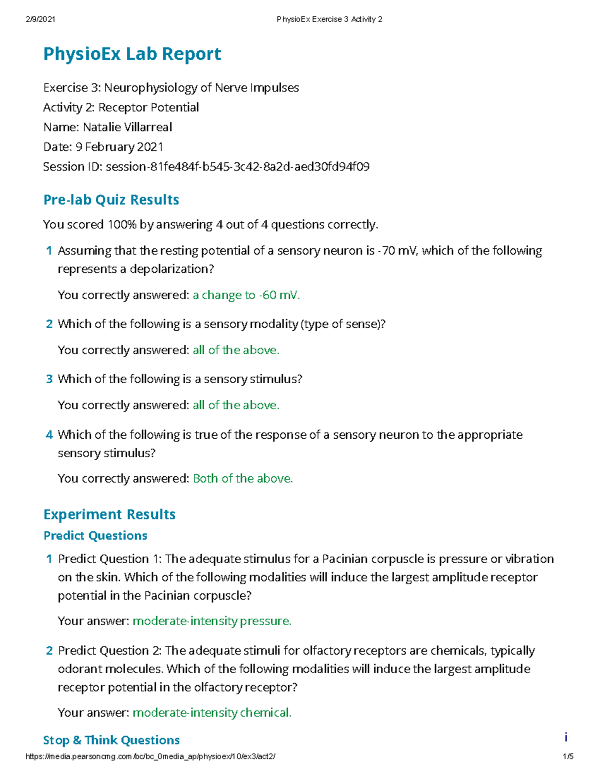PhysioEx Lab Report: Exercise 3, Activity 2 - Nerve Impulses Analysis ...