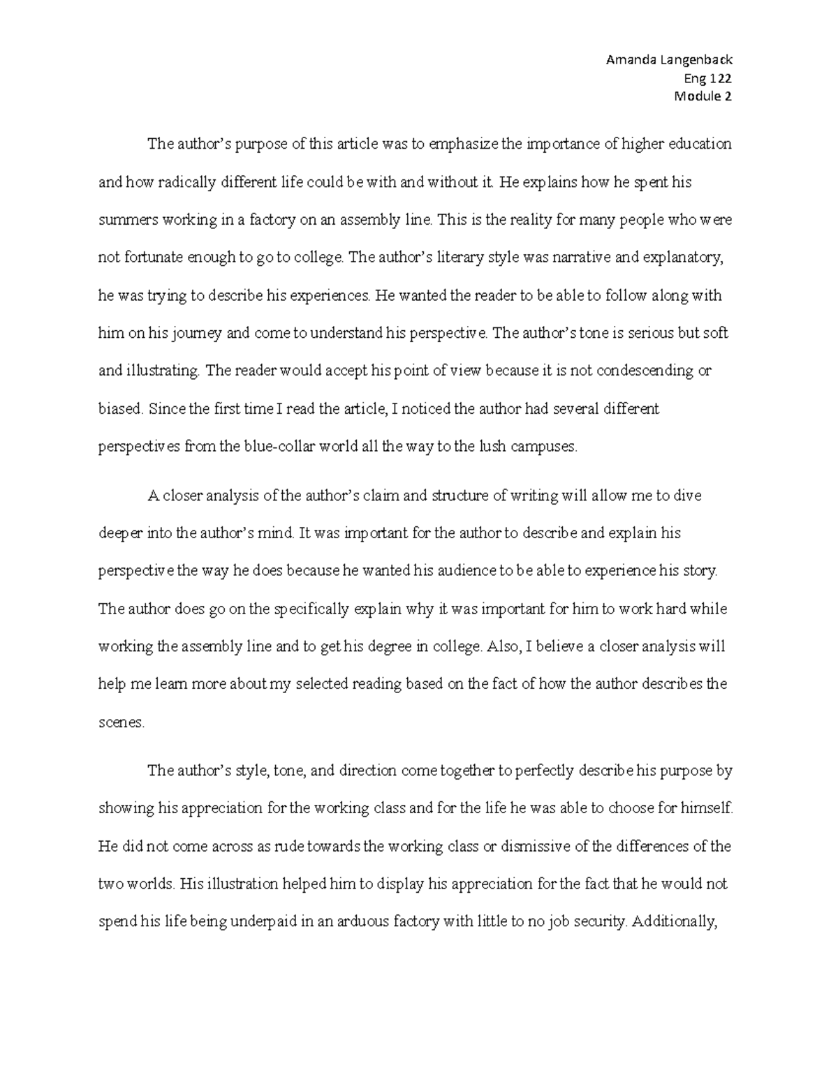 Module 2-5 Writing Assignment - Amanda LangenbackEng 122 Module 2 The ...