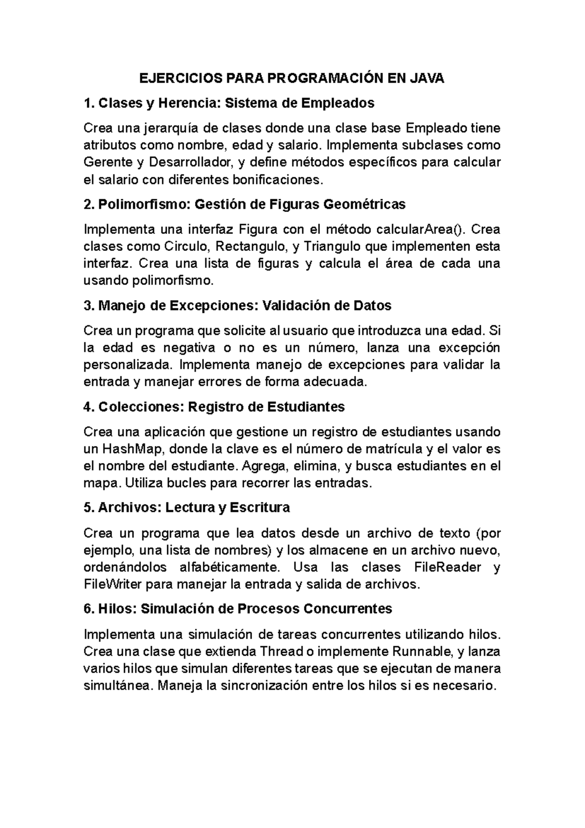 Ejercicios PARA Programación EN JAVA - EJERCICIOS PARA PROGRAMACIÓN EN JAVA Clases y Herencia ...