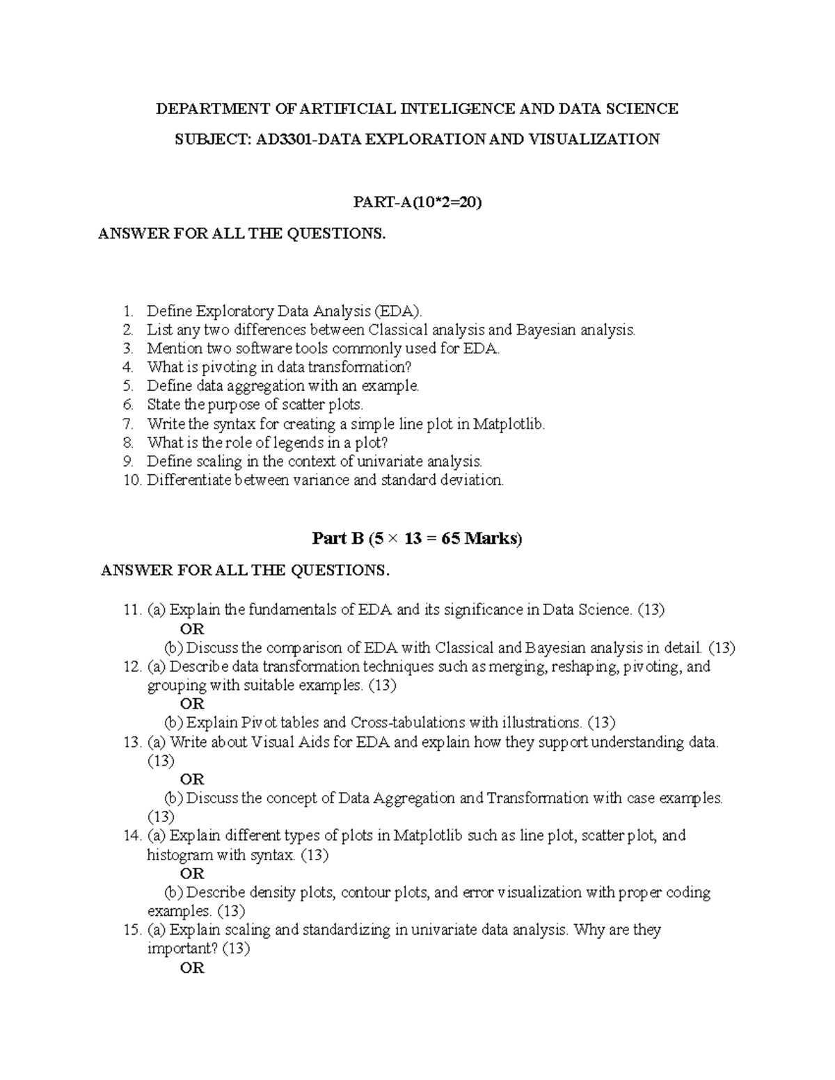 AI & Data Science: EDA Exploration & Visualization Notes (Cat 1) - Studocu