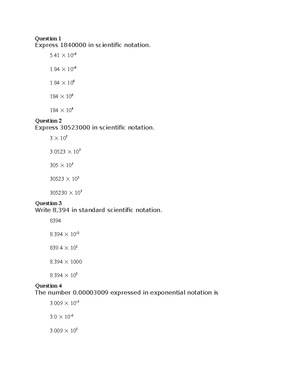Quiz 1 - Chem66000: Scientific Notation Practice Questions - Studocu