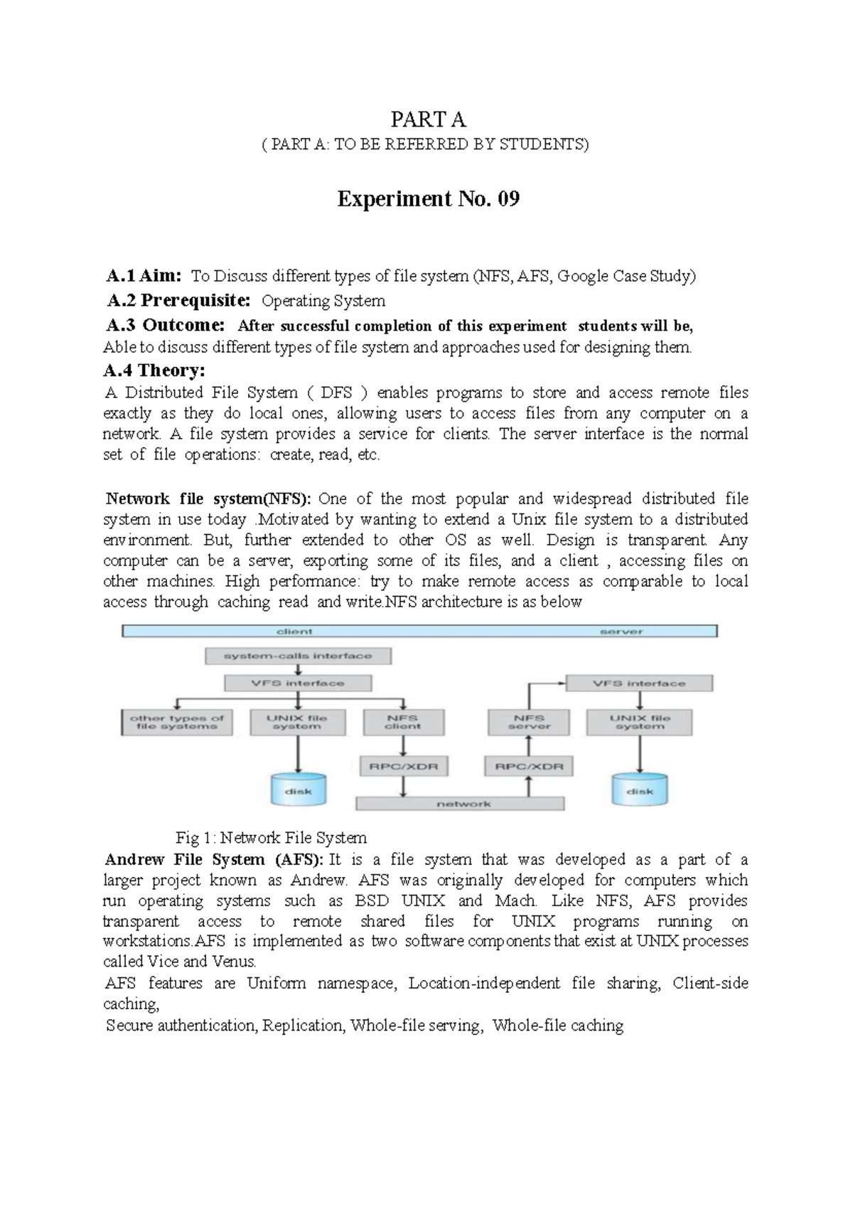 B54 - Experiment No. 09: Exploring Distributed File Systems (NFS, AFS ...