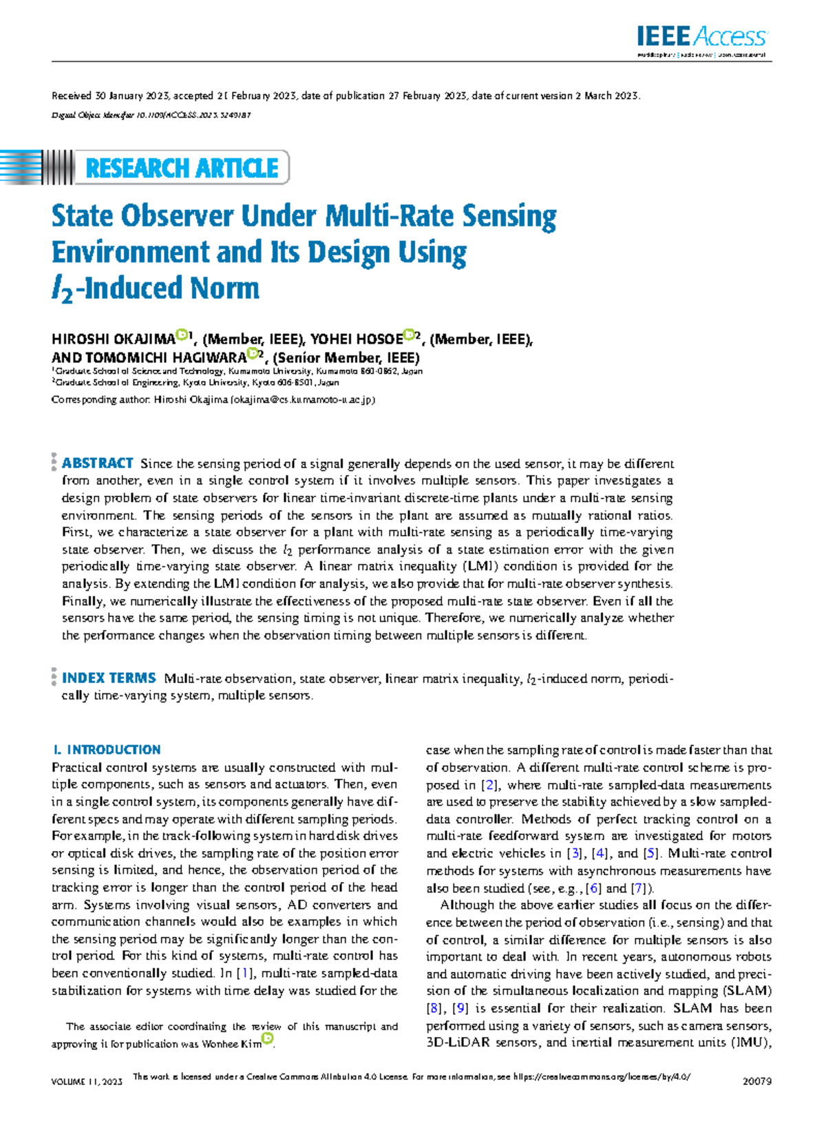 State Observer Design Under Multi-Rate Sensing Environment Using l2 ...
