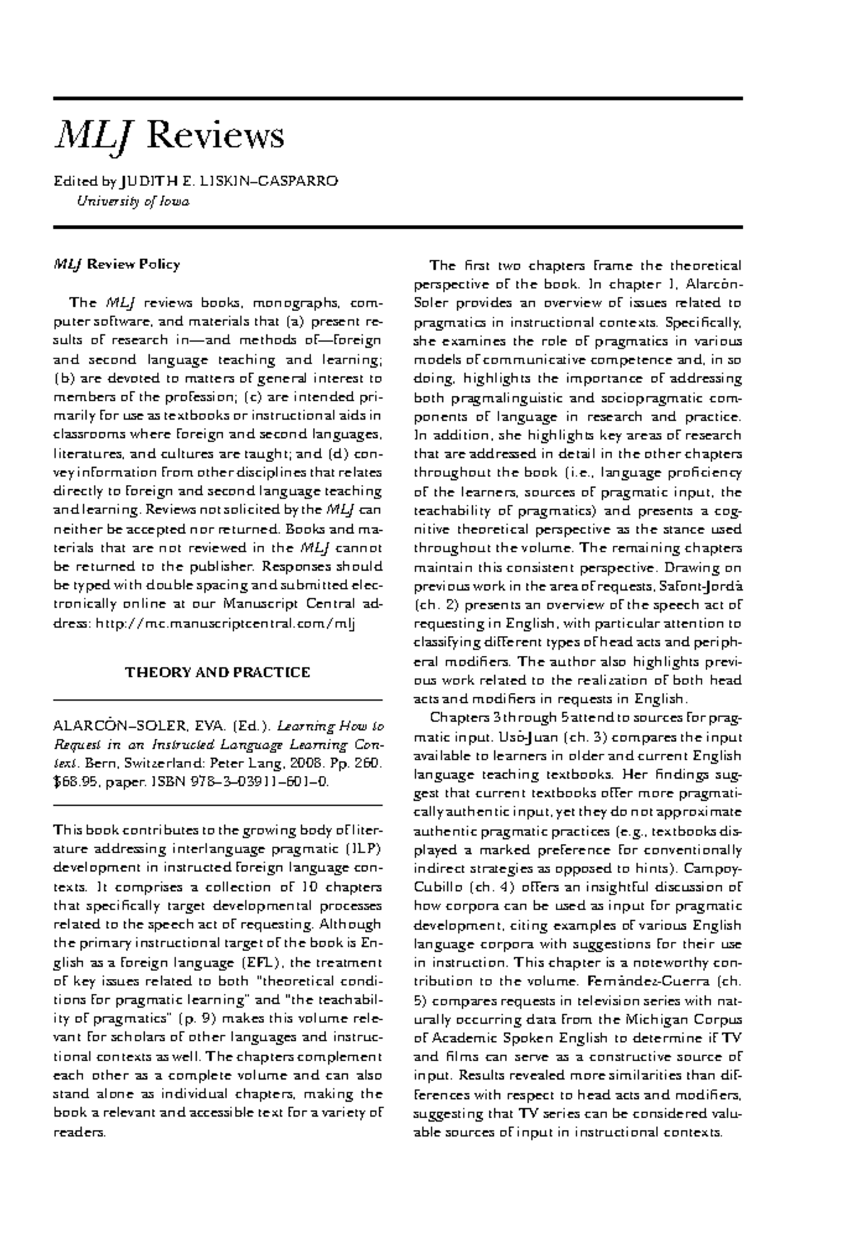 Teaching ESL EFL Reading and Writing by - MLJ Reviews Edited by JUDITH ...