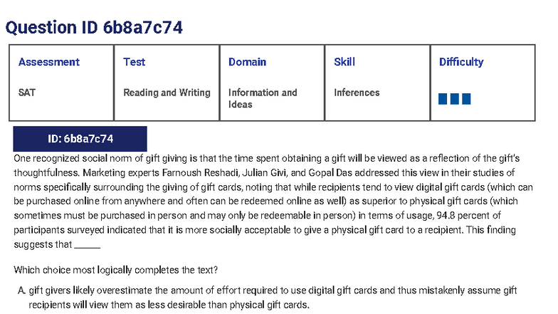 SAT Reading and Writing Assessment Test: Information and Ideas - Studocu