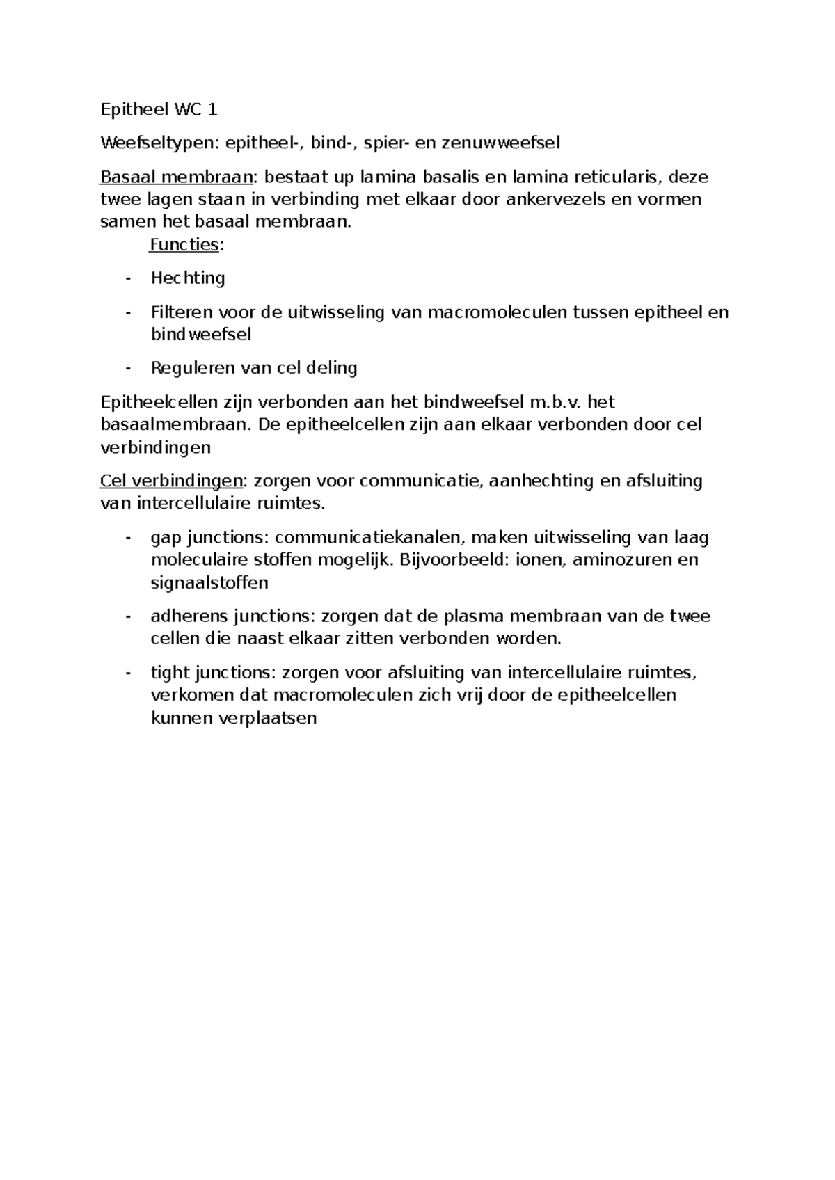 BLT Epitheelweefsel: Weefseltypen en Functies van Epitheelcellen ...
