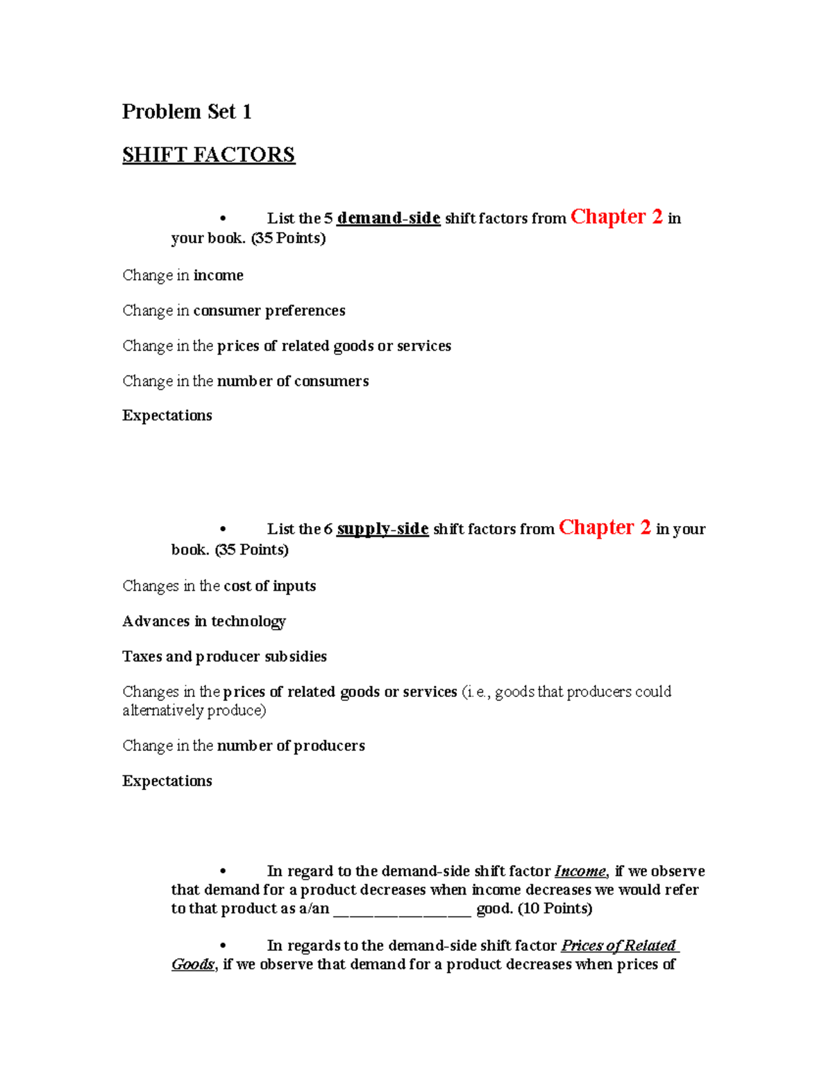 M2 Problem Set 1: Key Shift Factors from Chapter 2 - Studocu