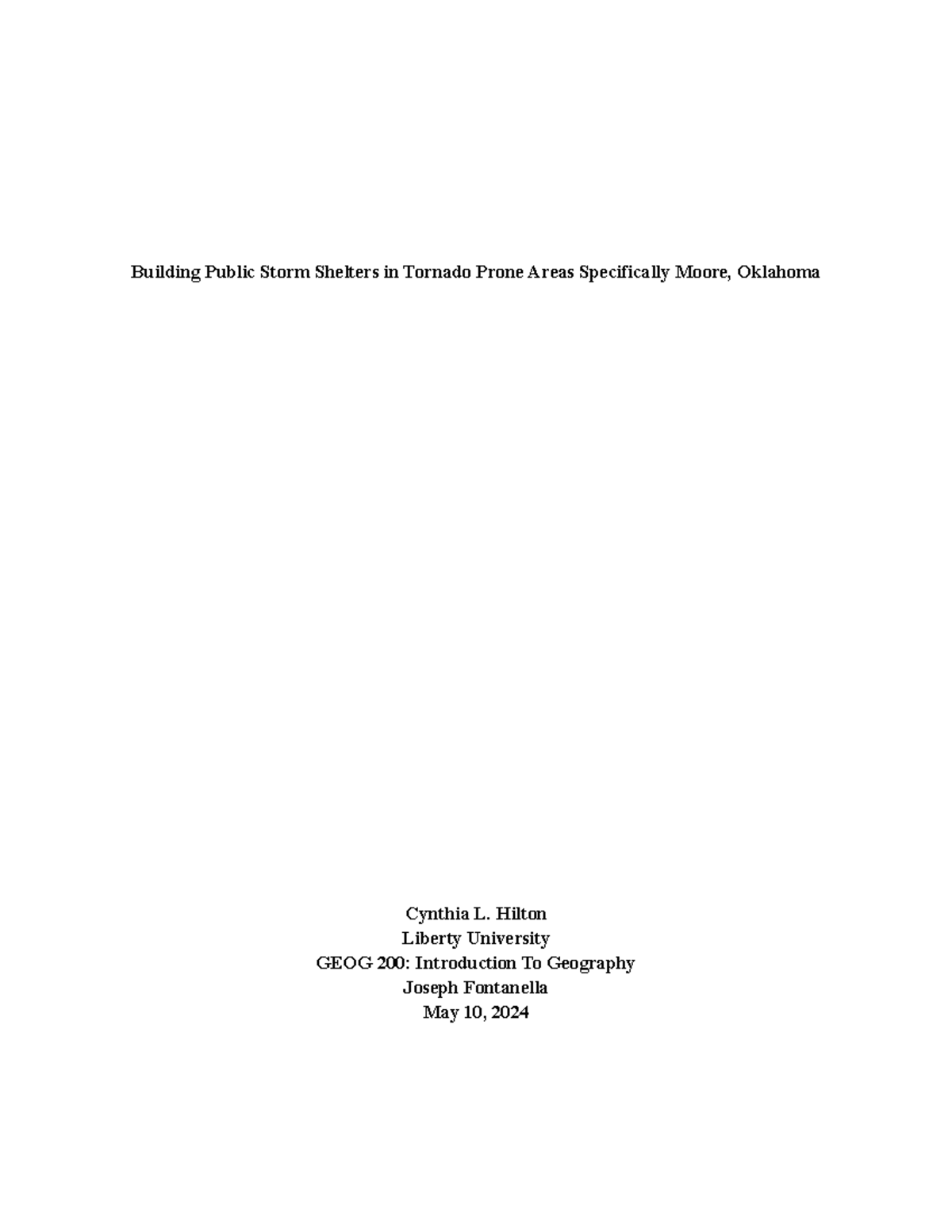GEOG 200: Public Storm Shelter Proposal in Tornado-Prone Moore, OK ...