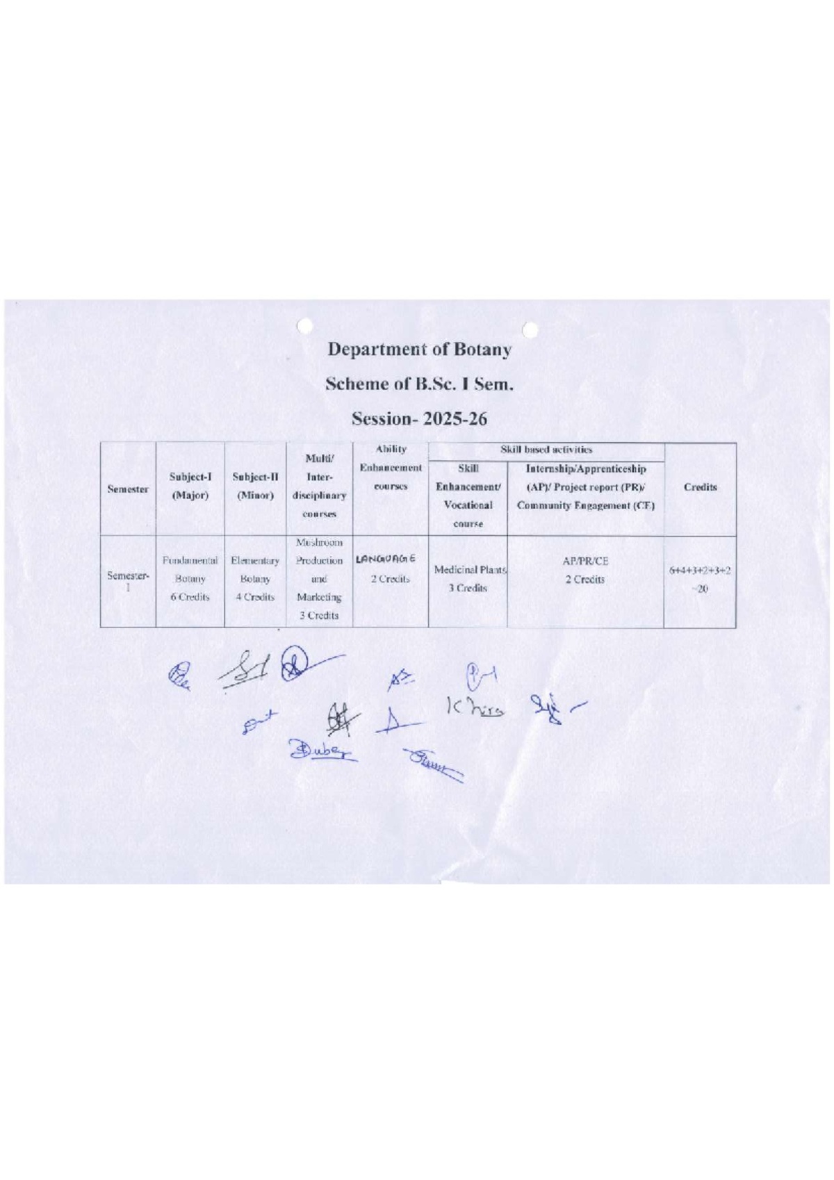 B.Sc. I Sem. 2025-2026 Major: Fundamentals of Botany Course Overview ...