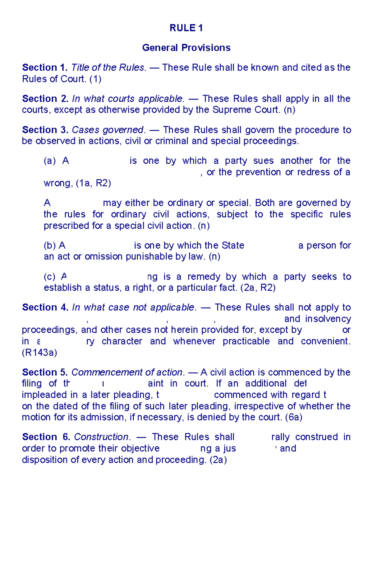 Civil Procedure Overview: RULES 1-39 Summary and Key Provisions - Studocu