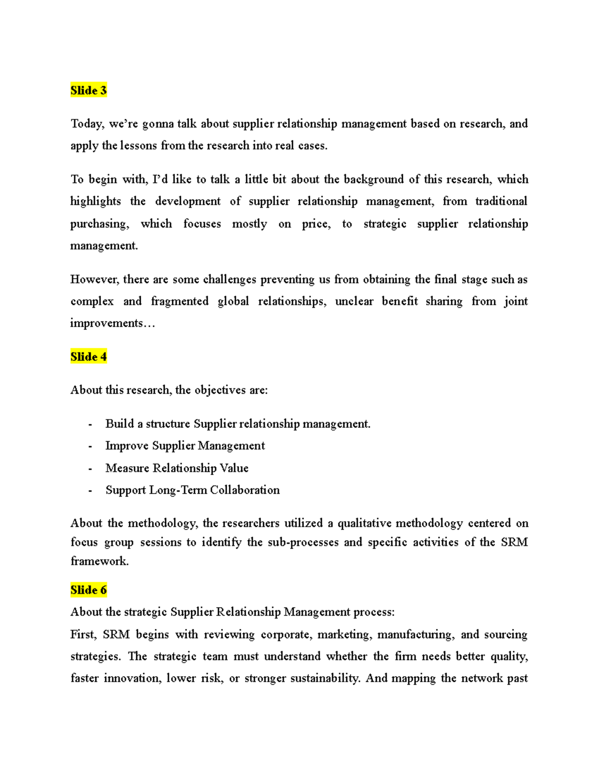 [GPM] Midterm: Supplier Relationship Management Insights and Strategies ...