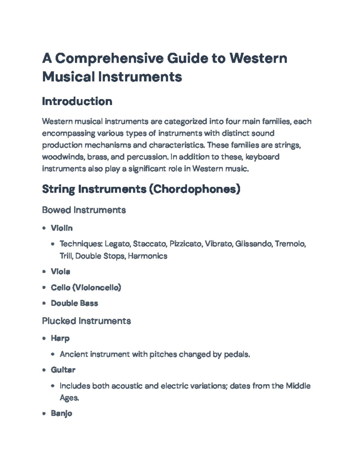 Western Musical Instruments Overview: Families and Characteristics ...