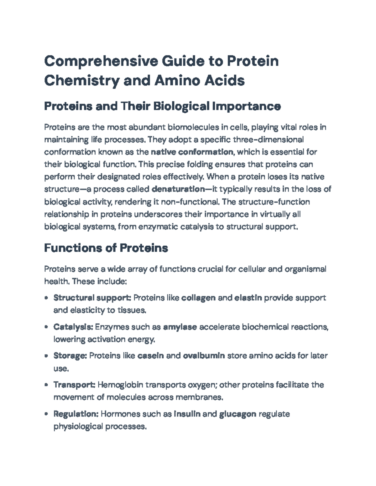 Comprehensive Guide to Protein Chemistry & Amino Acids (BIO 101) - Studocu
