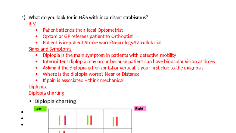 WEEK 1 - Incomitant Strabismus: Key Signs & Symptoms Analysis - Studocu