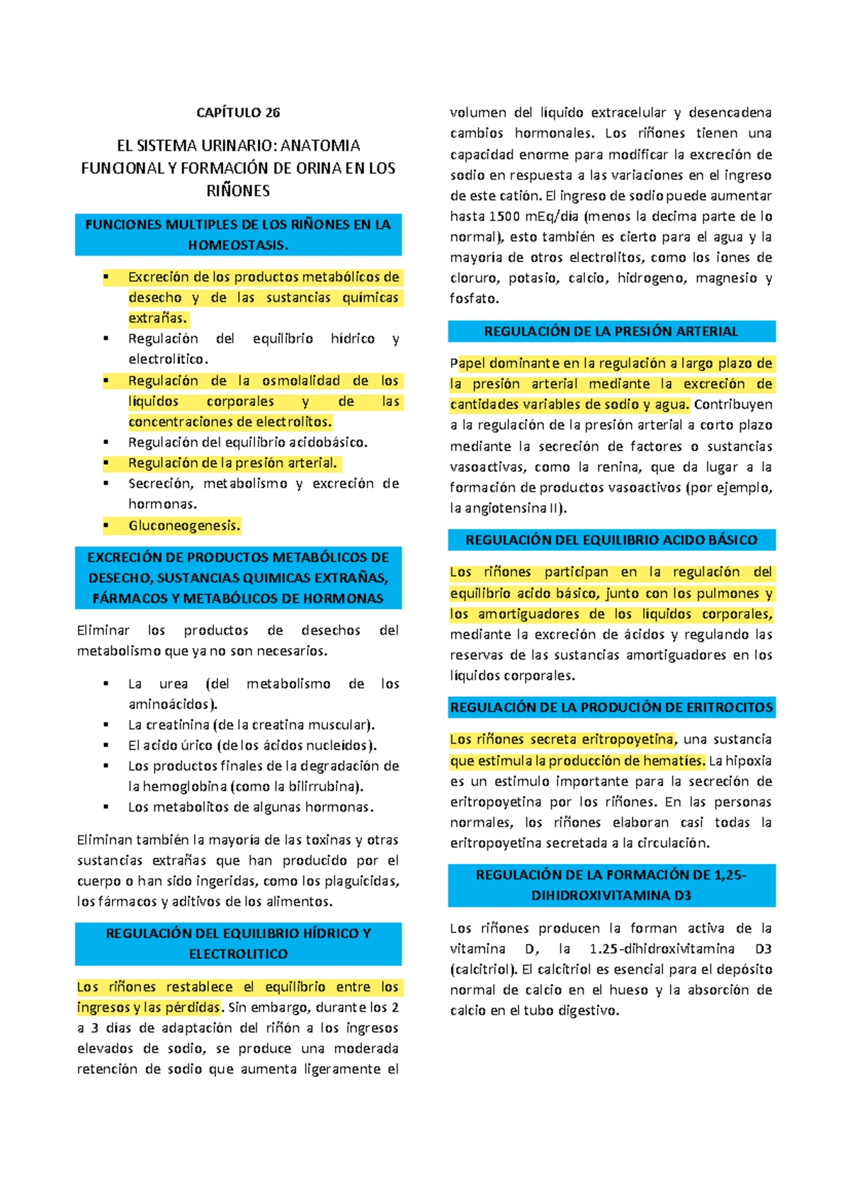 CAPITULO 26 GUYTON - CAPÍTULO 26 EL SISTEMA URINARIO: ANATOMIA FUNCIONAL Y FORMACIÓN DE ORINA EN ...