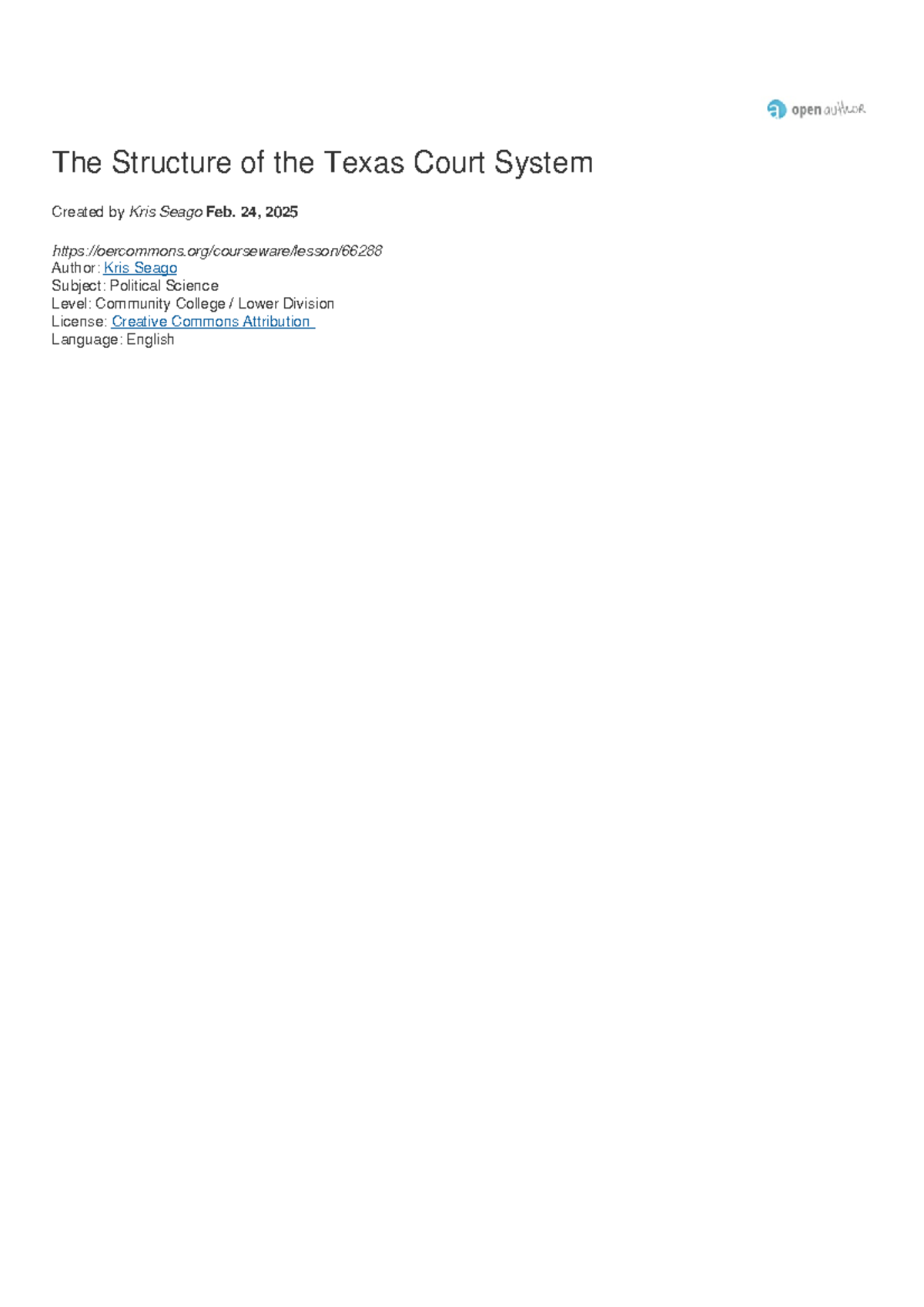 The Structure of the Texas Court System: Overview and Jurisdiction ...