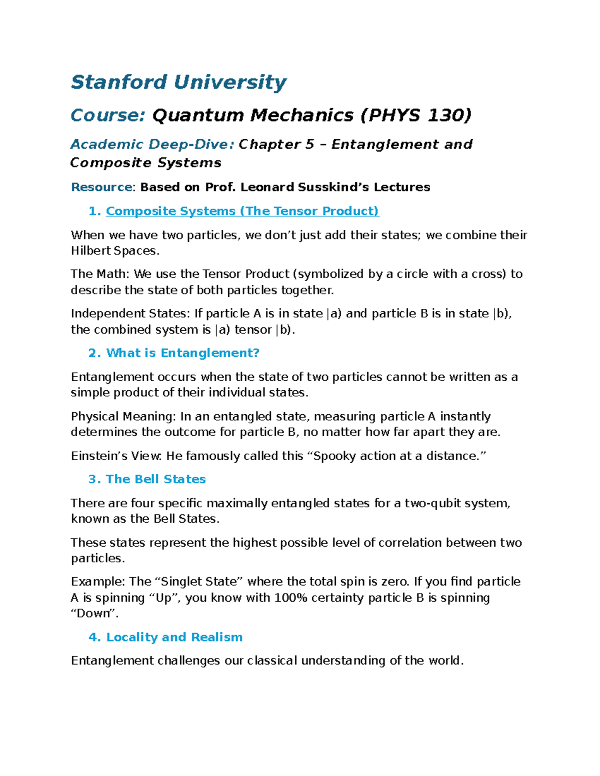 PHYS 130 Chapter 5: Quantum Entanglement & Composite Systems - Studocu