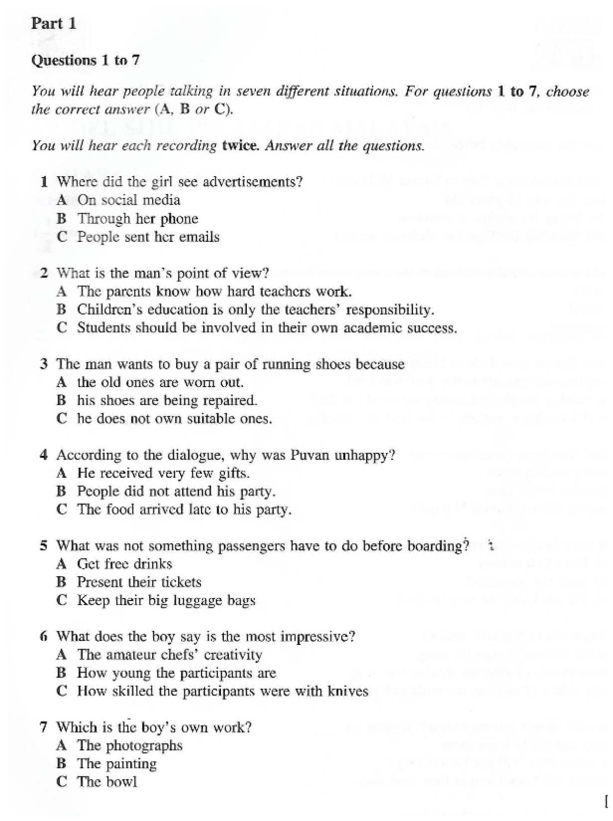 Listening 3 - Practice Questions 1 to 30 for Audio Comprehension - Studocu