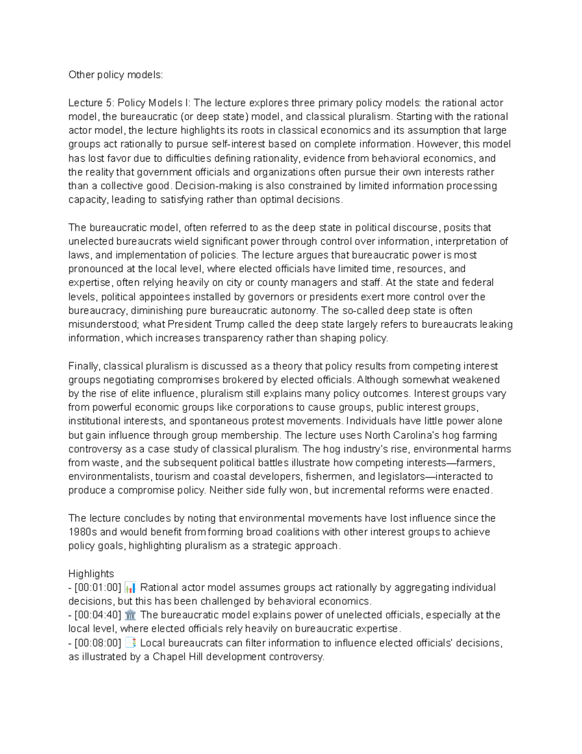 POLI 101: Lecture 6 - Elite Influence & Pluralism in Policy Models ...