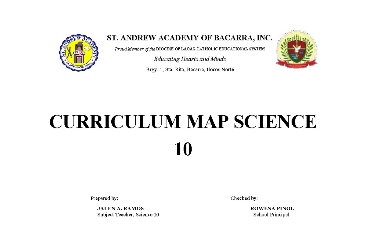 Curriculum Map for Science 10: Units Overview and Assessments - Studocu