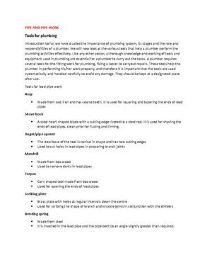 Plumbing theory - lecture notes - PLUMBING Introduction of Plumbing It ...