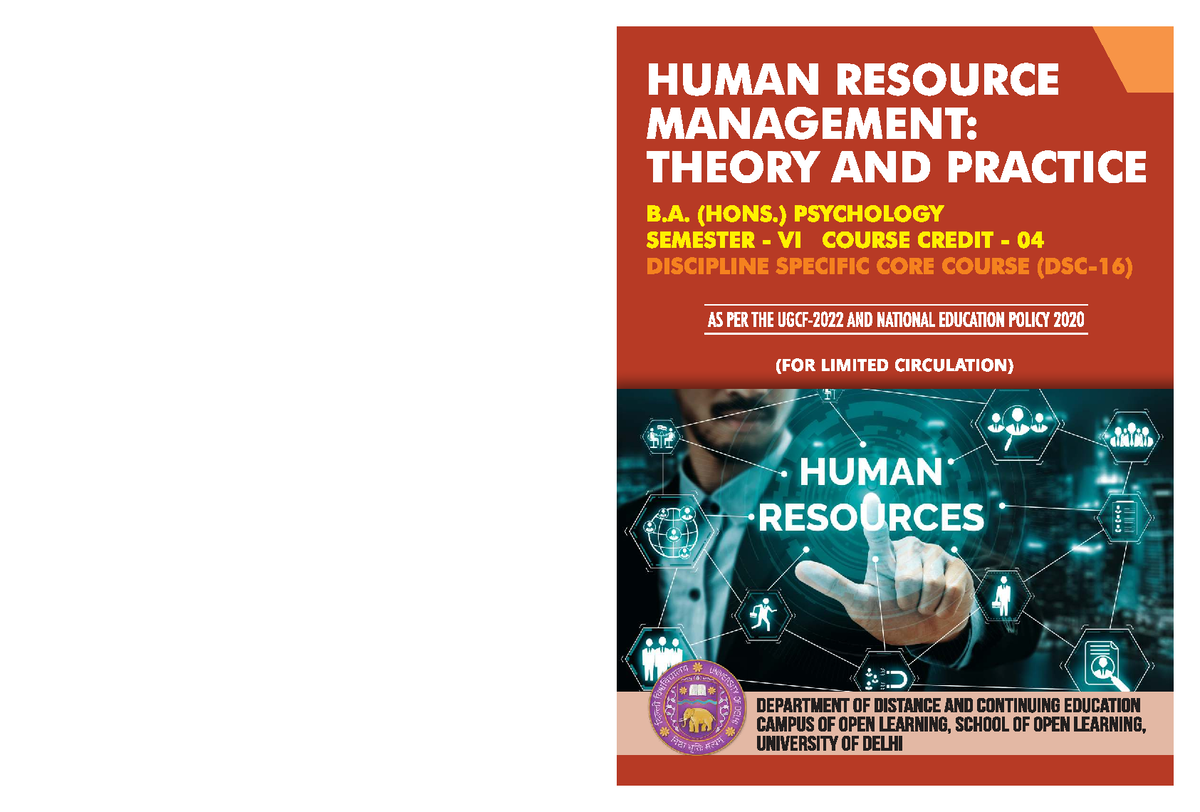 HRM SOL Material: Introduction to Resource Theory and Management - Studocu