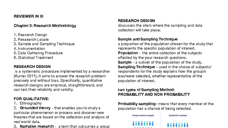 REVIEWER IN Chapter 3: Research Methodology (RESEARCH DESIGN) - Studocu