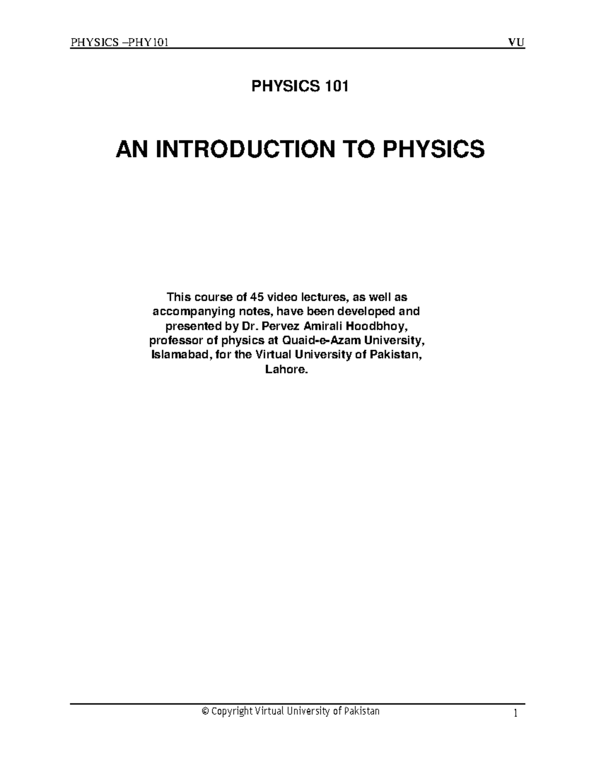PHY101 Lecture Handouts Summary: Concepts in Physics Explained - Studocu