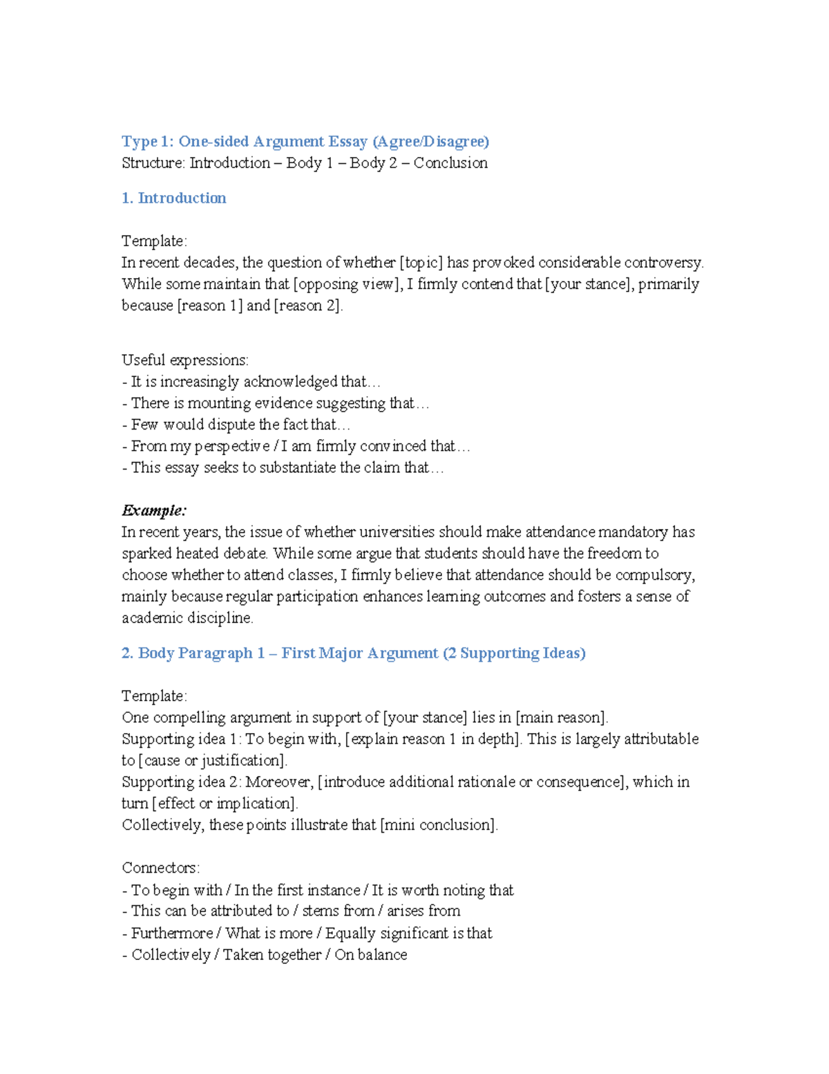 Argumentative Essay Templates: Structure & Examples - Studocu