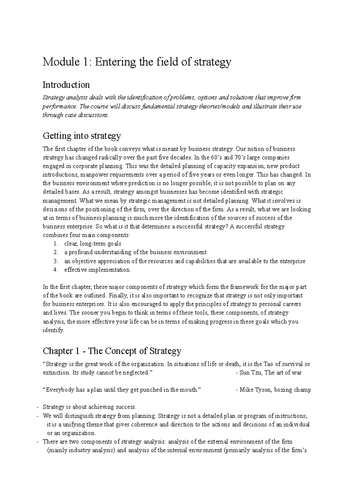 Module 1 Entering the field of strategy - Module 1: Entering the field ...