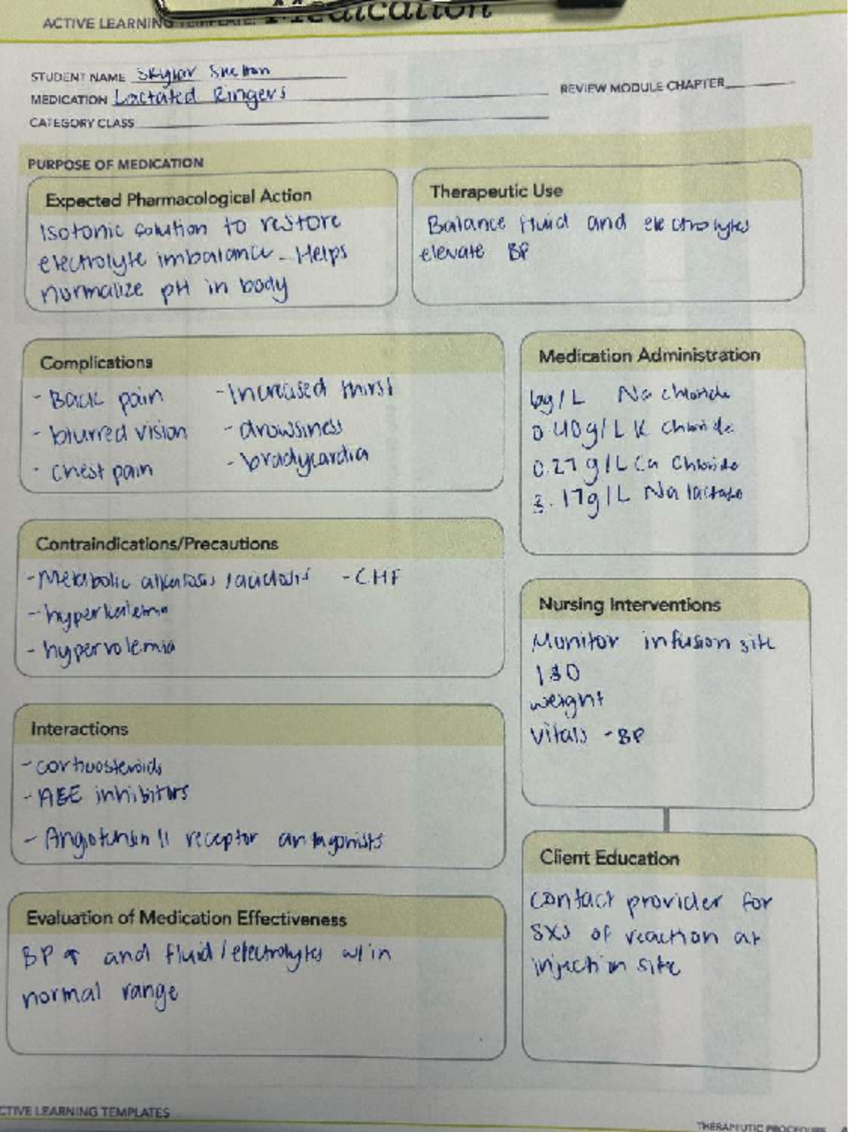 Peds day 2 - ATI pharmacology worksheet - ACTIVE LEARNING TEMPLATE ...