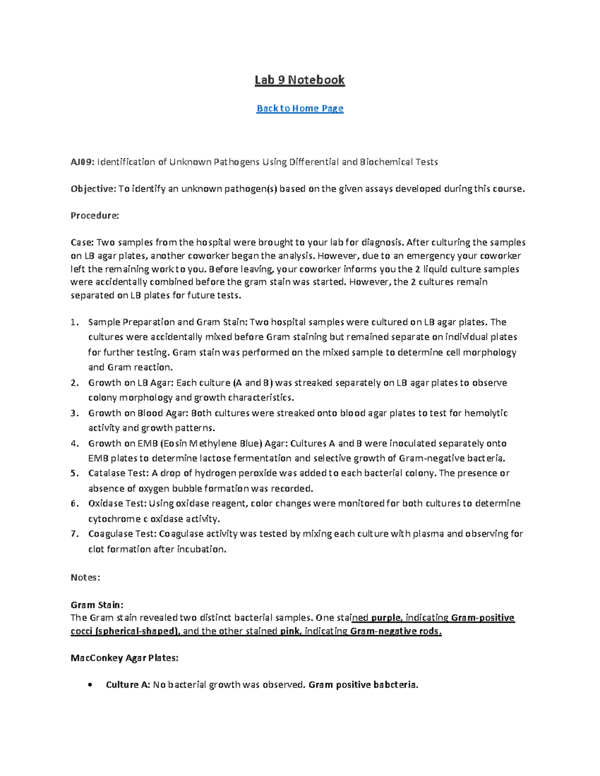 BIOD171 Lab 9: Identifying Unknown Pathogens via Tests - Studocu