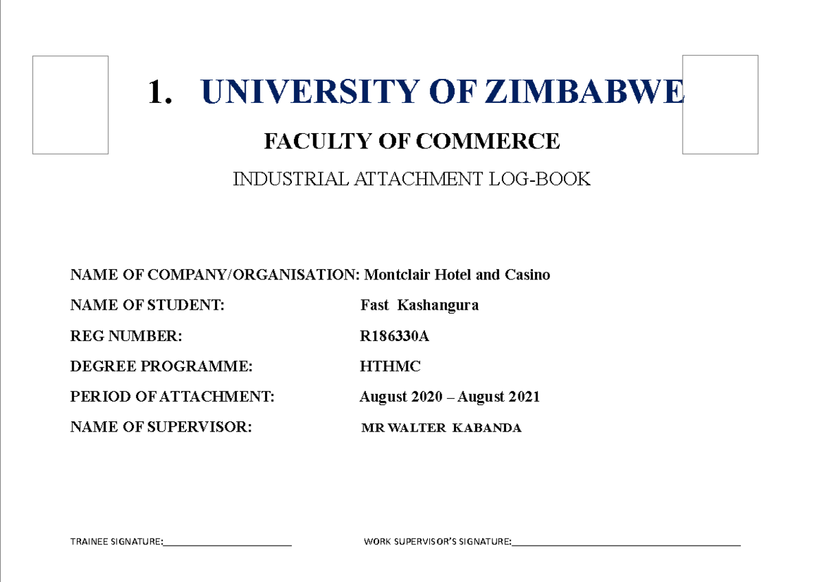 HTHMC Industrial Attachment Log-Book: Fast Kashangura's Experience ...