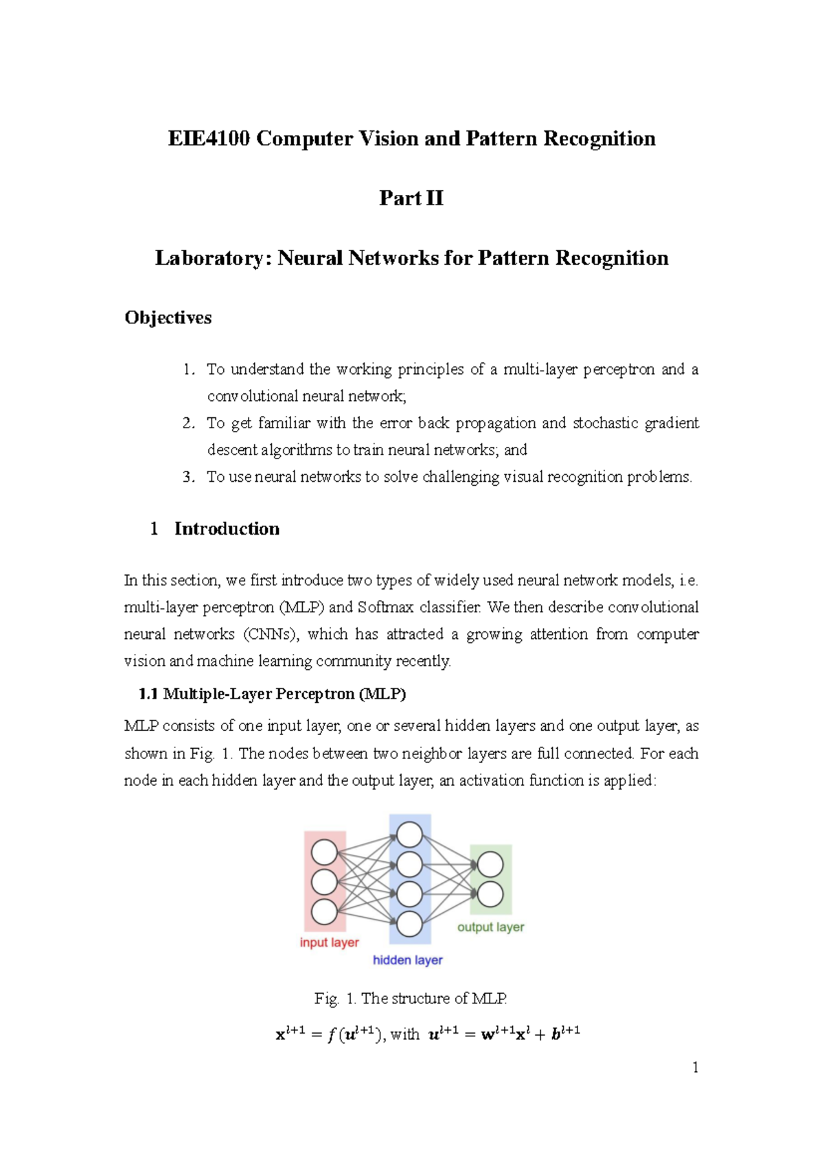 EIE4100 Lab: Neural Networks for Visual Pattern Recognition - Studocu