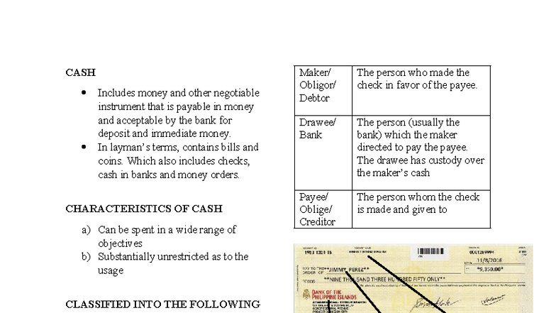 CCE - Cash and Cash Equivalents Overview and Characteristics - Studocu