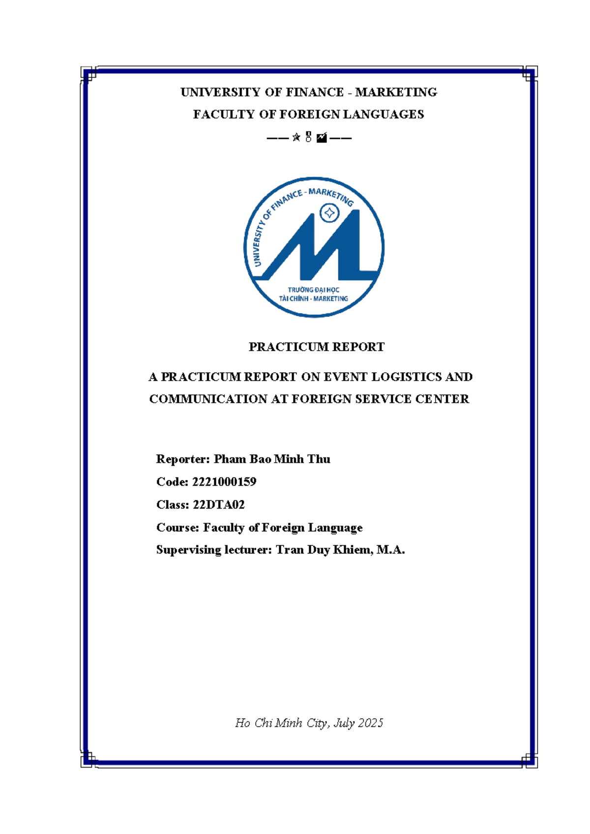 Practicum Report on Event Logistics & Communication - 22DTA02 - Studocu
