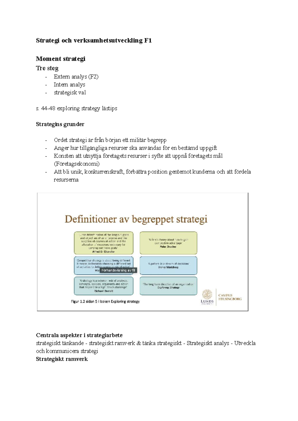 Strategi och verksamhetsutveckling F1-F2: Extern och Intern Analys ...