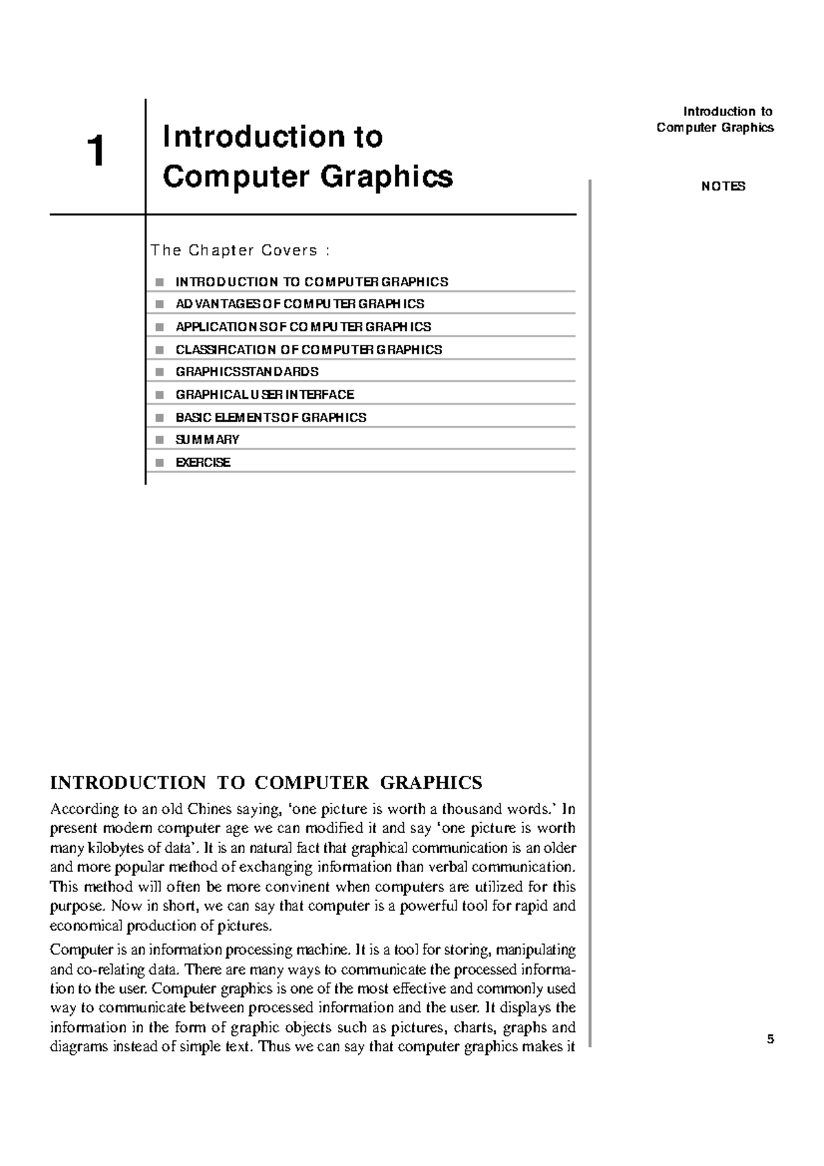 Chapter 1 - Cg introduction - NOTES Introduction to Computer Graphics 5 ...