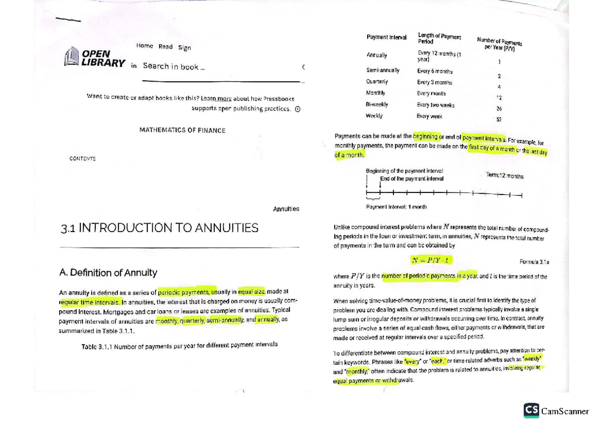 CS Mathematics of Finance: Introduction to Annuities and Payment ...