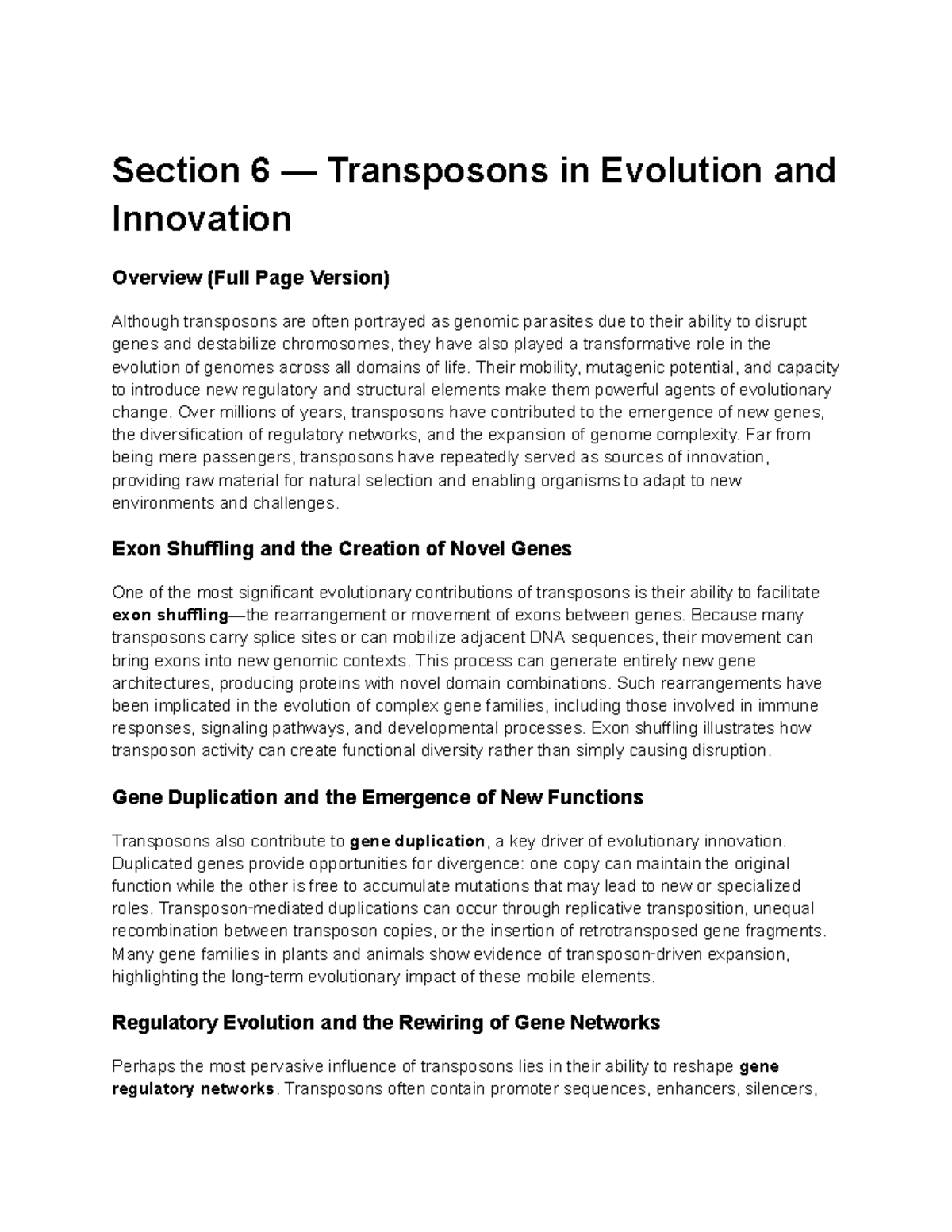How Transposons (BIO 101) Drive Genome Evolution and Innovation - Studocu