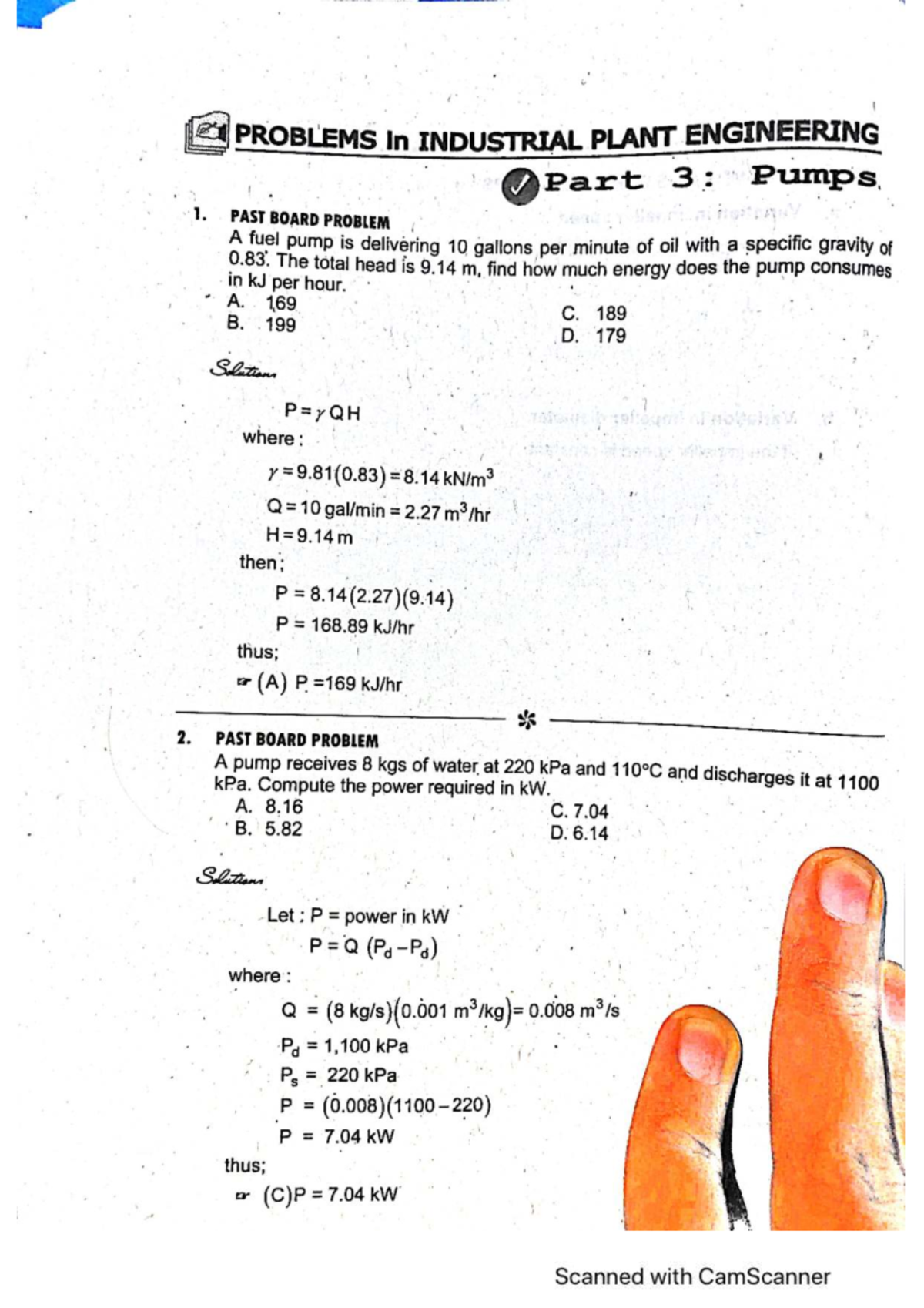Industrial Plant Engineering (IPE) 729808243: Past Board Exam Problems on Pumps - Studocu